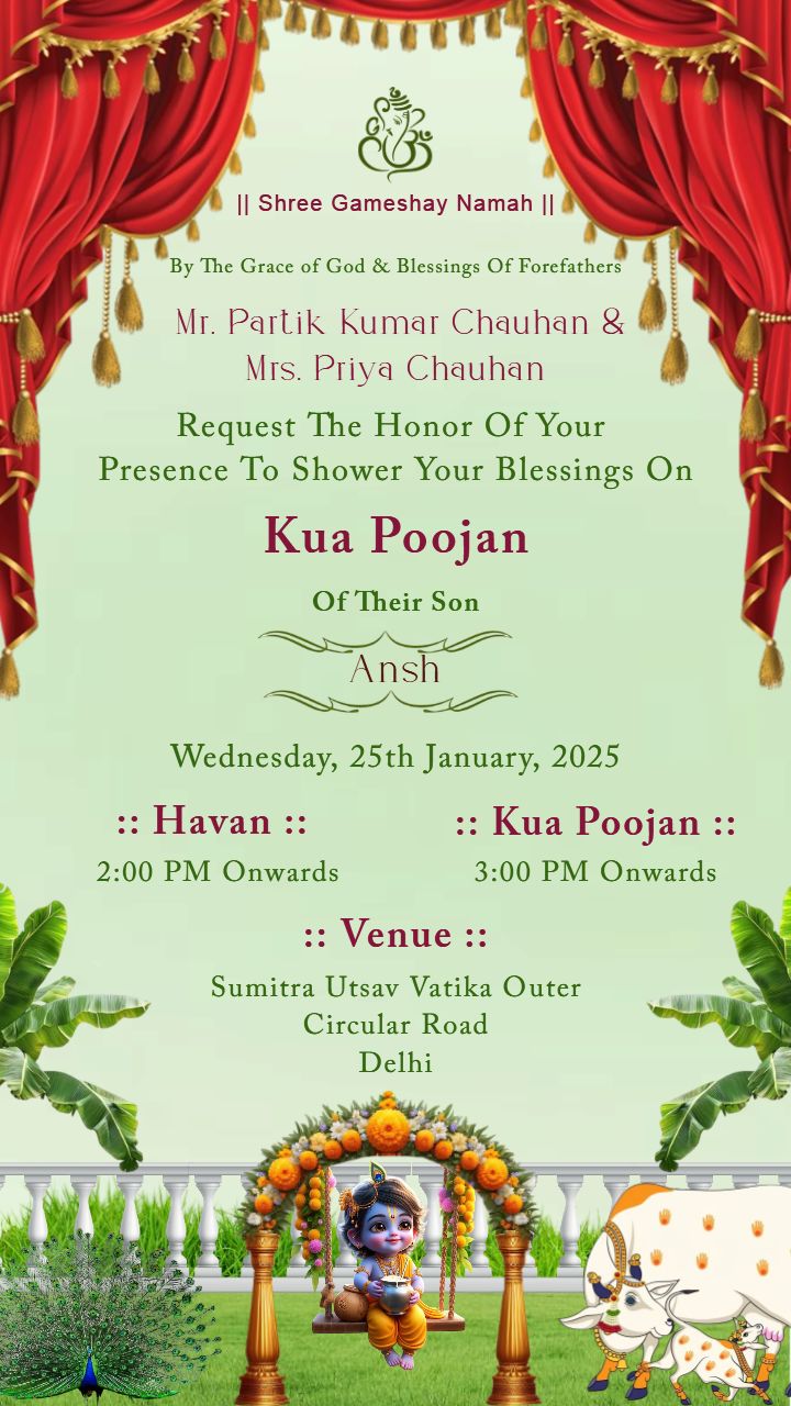 Free Kua Poojan Ceremony Invitation Card