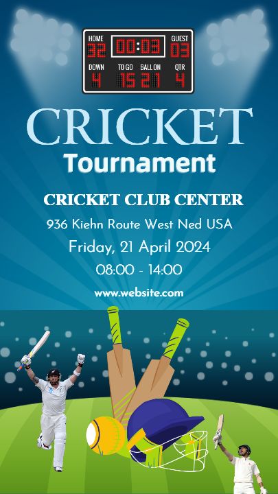 Editable Cricket Tournament Invitation Cards (Free)