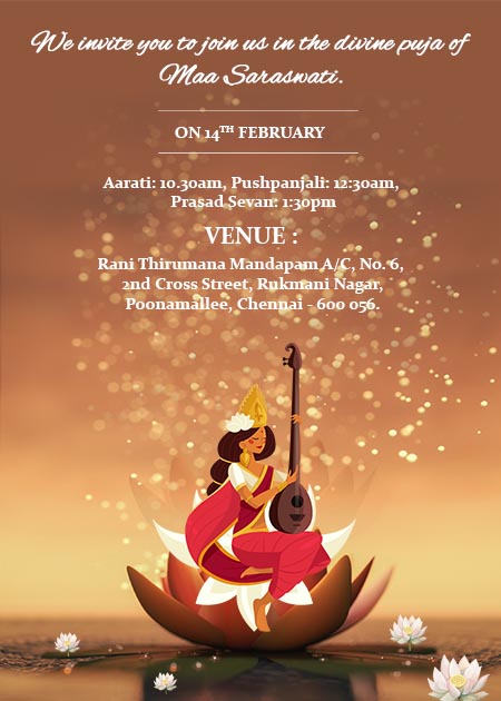 New Simple Saraswati Puja Invitation Template