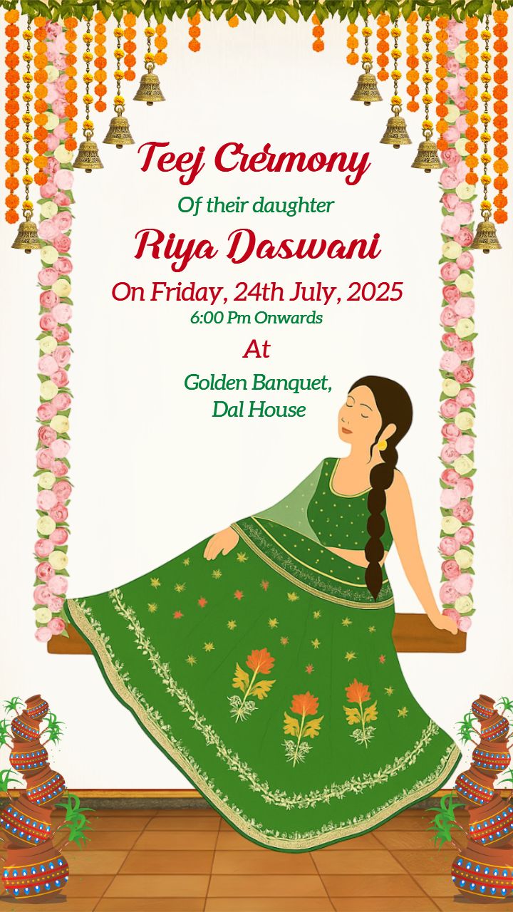 Teej Invitation Card Online Free Download For 2025 Festival