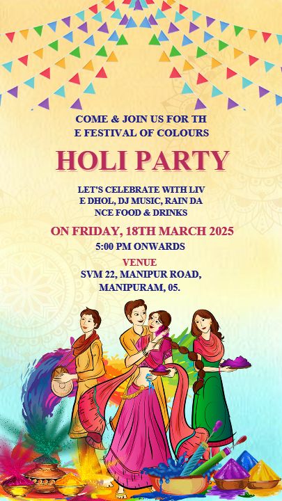 Download Your Holi Party Invitation Cards Online