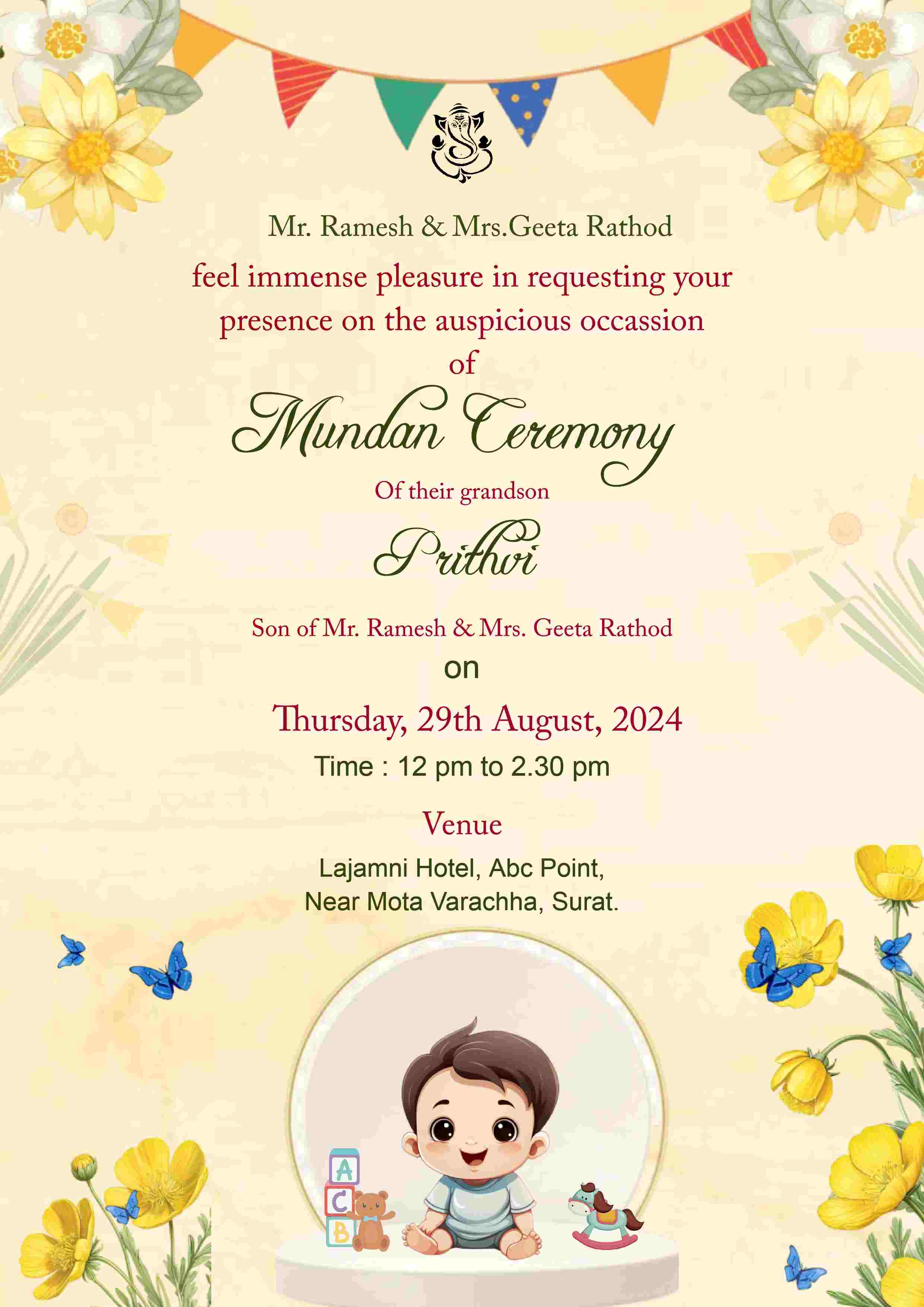 Mundan Ceremony Invitation Templates