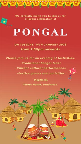 Attractive Pongal Invitations Template For Festivals