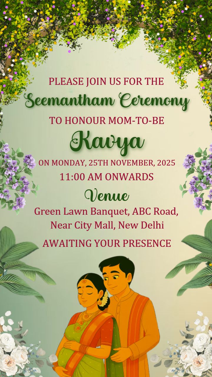 Seemantham Invitation Video Maker Online Free HD Download