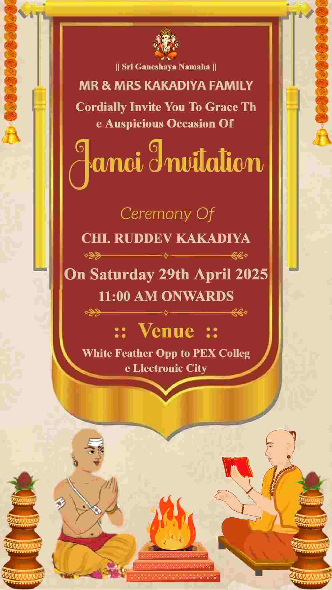 Modern Design Janoi Invitation Template With Background