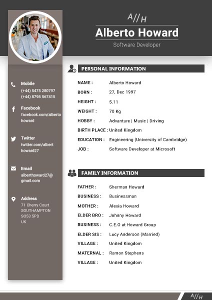 Male Marriage Biodata Free Download