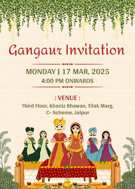 Gangaur Theme Invitation Cards For Any Festival Or Party