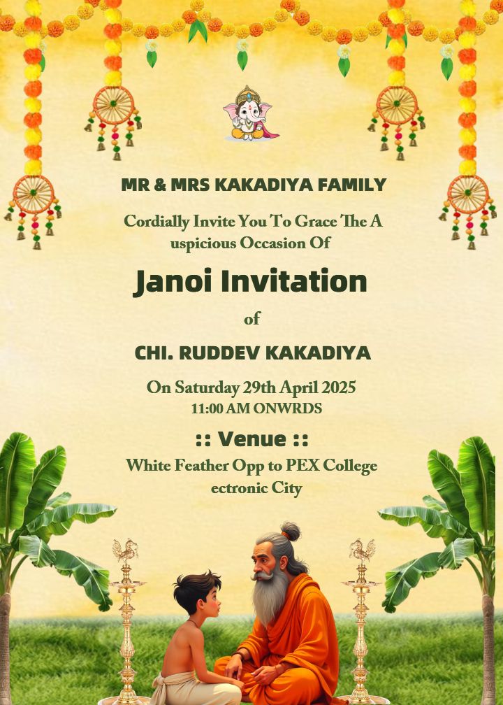Modern Design Janoi Invitation Template With Background