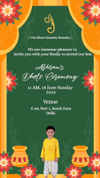 Dhoti Ceremony Invitation Cards Free Download