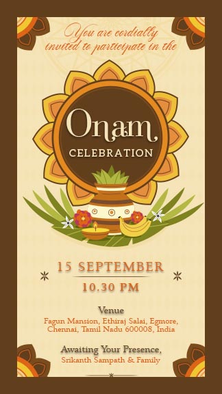 Free Onam Celebration Invitation Template