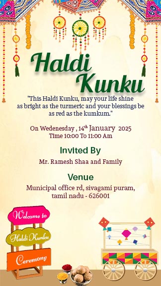 Traditional Haldi Kunku Invitation Card In Marathi