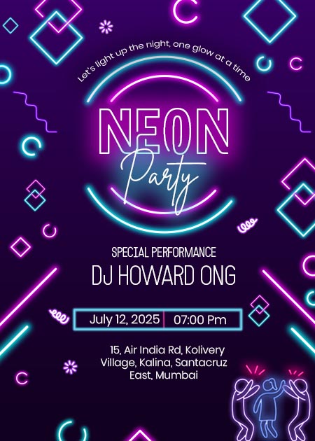 Customizable 100+ Glow & Neon Party Invitation Template
