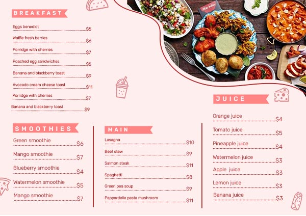 Hotel Menu Card Templates Free