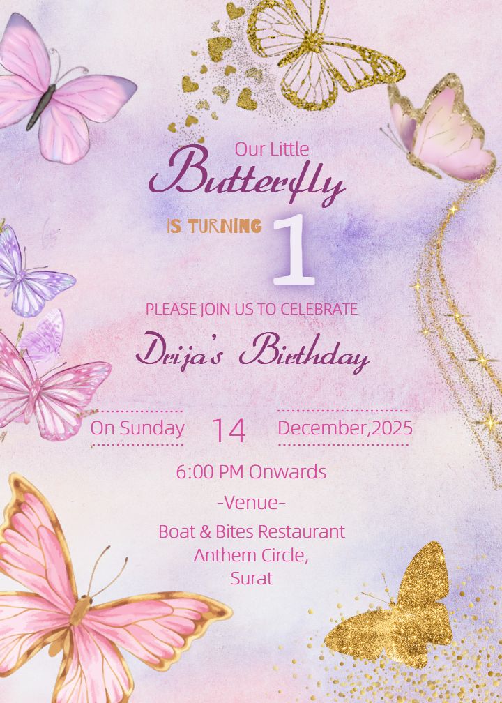 1st Birthday Invitation Card | Download Online for Free
