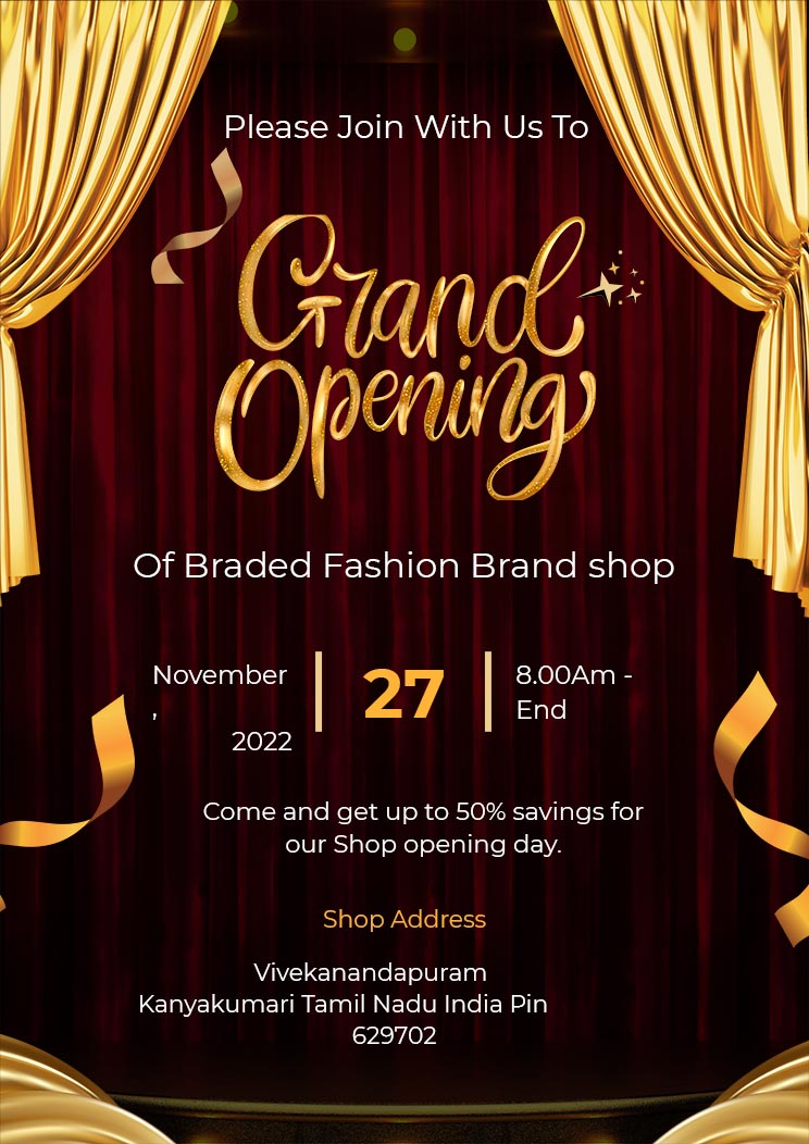 Grand Opening Invitation Card Design Free Download