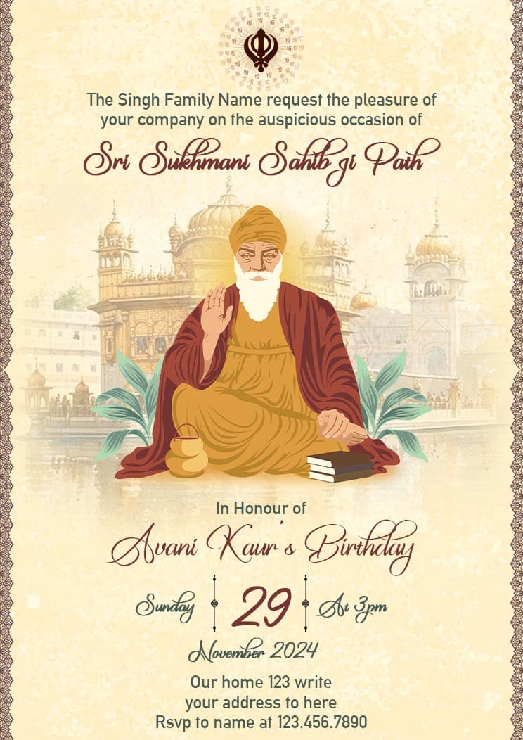 Sukhmani Sahib Path Invitation Free