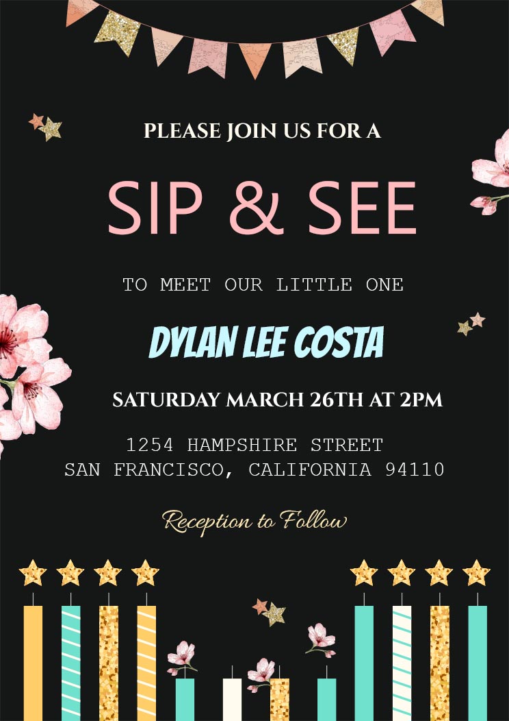 New Sip And See Invitation Card