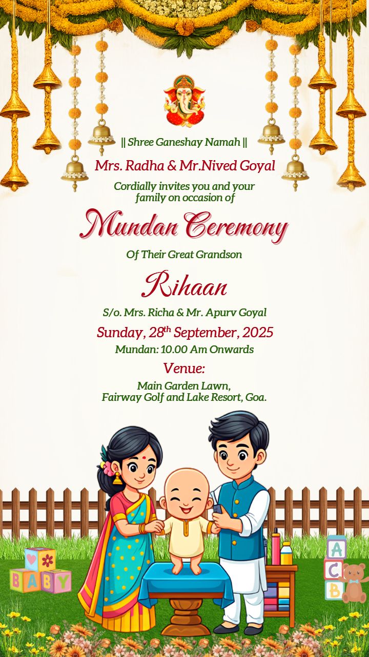Mundan Ceremony Invitation Card Free Download
