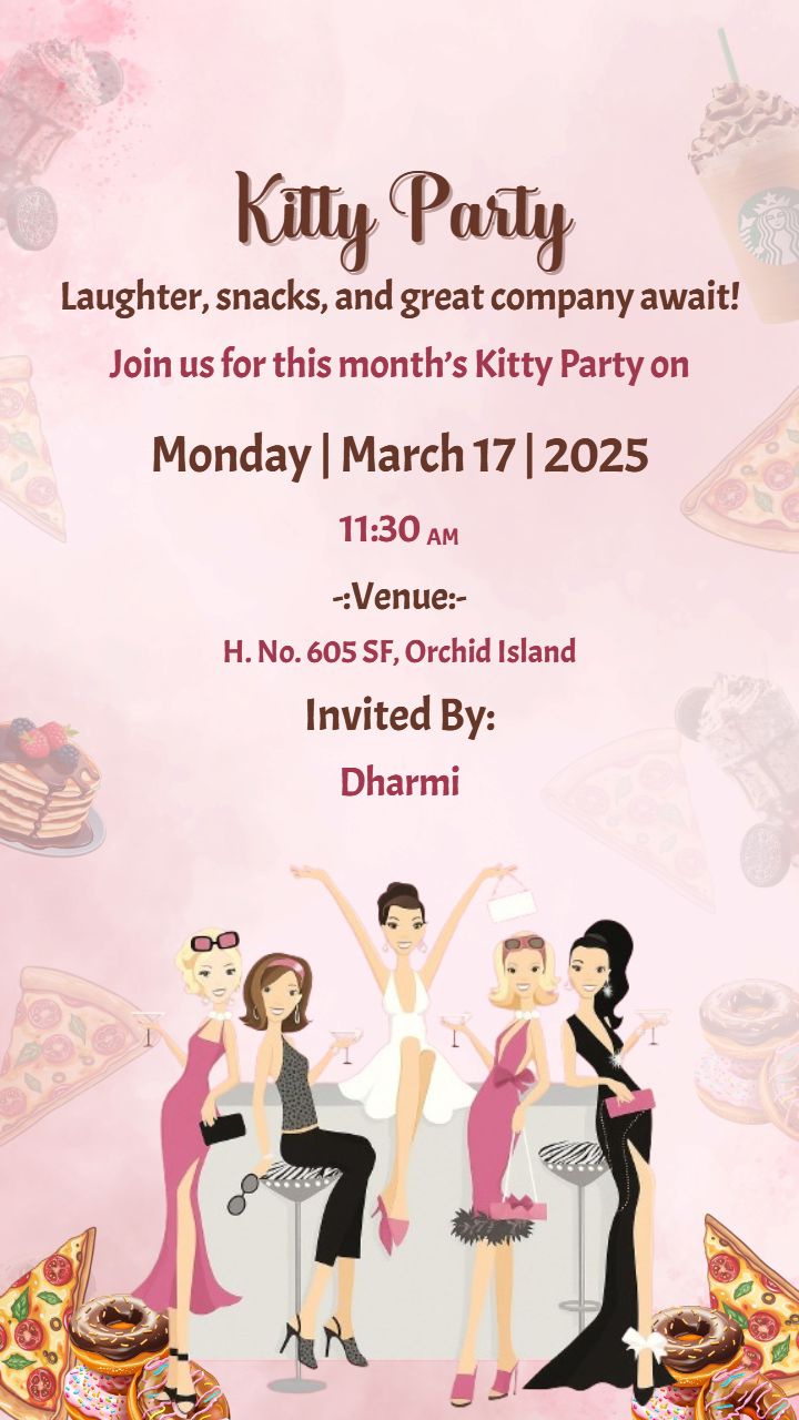Kitty Party Invitation Card – Design Online & Share for Free