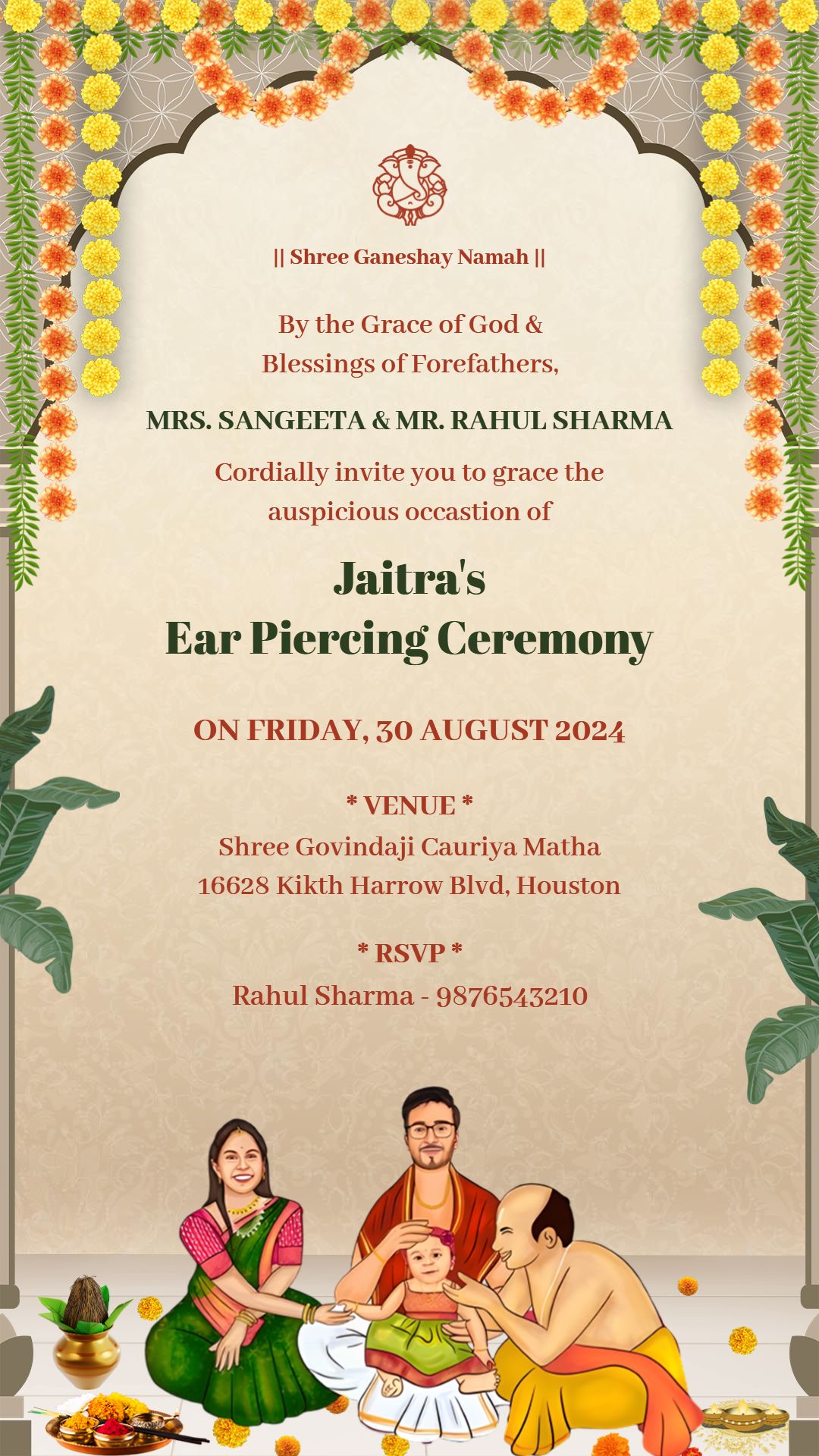 Free Ear Piercing Ceremony Invitation Cards Online