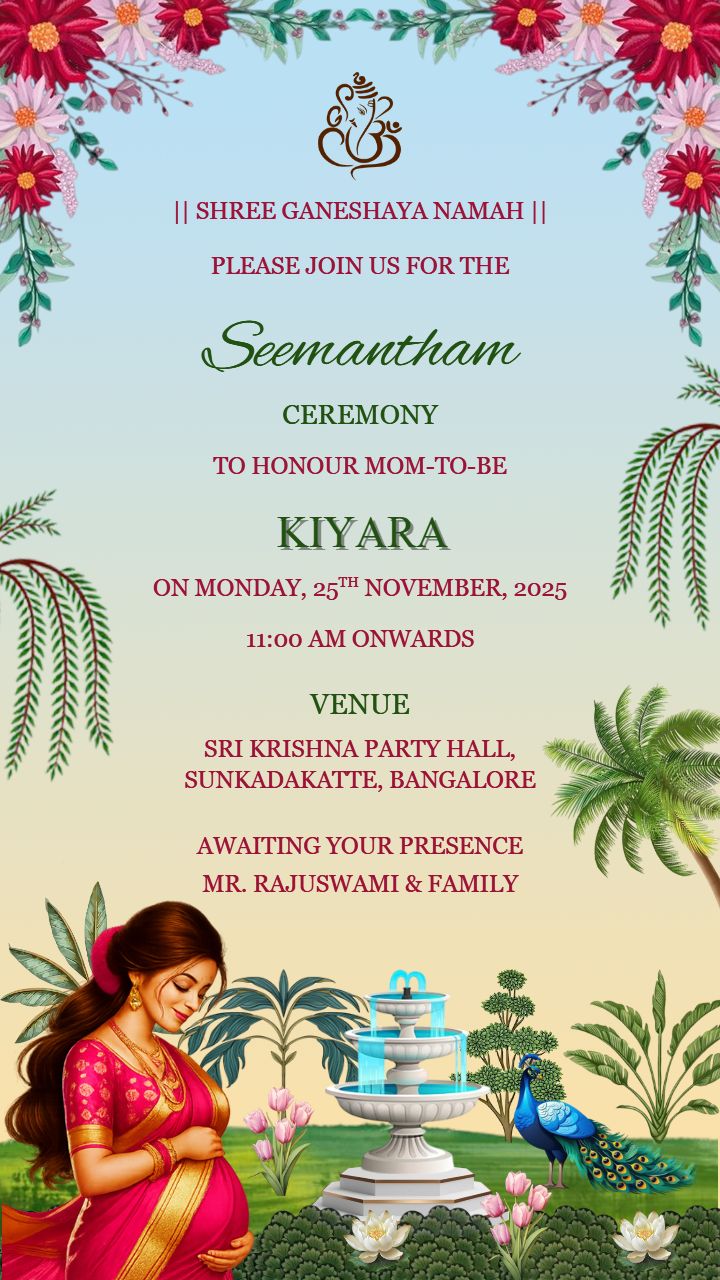 Seemantham Invitation Cards Free Download