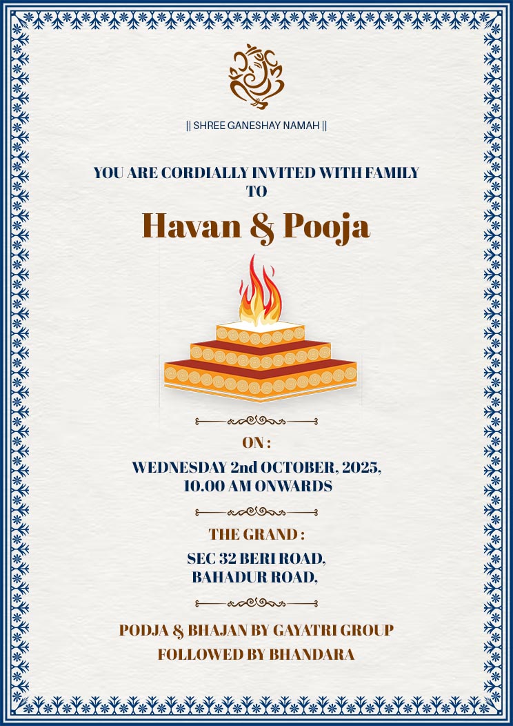 Havan and Pooja Invitation Cards Online