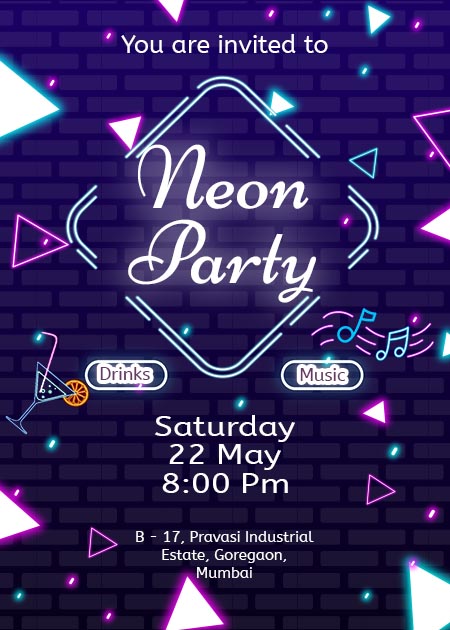 Customizable 100+ Glow & Neon Party Invitation Template