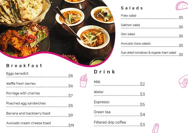 Hotel Menu Card Templates Free