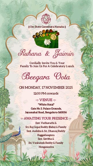 Beegara Oota Invitation Card Online