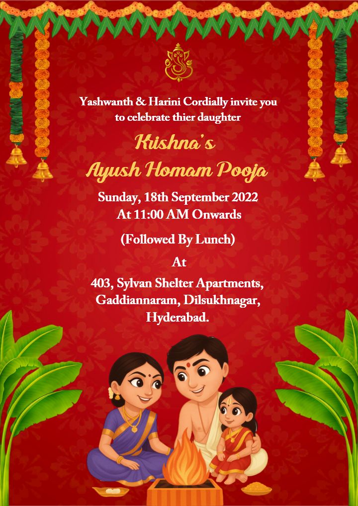 Ayush Homam Invitation Template Free Download