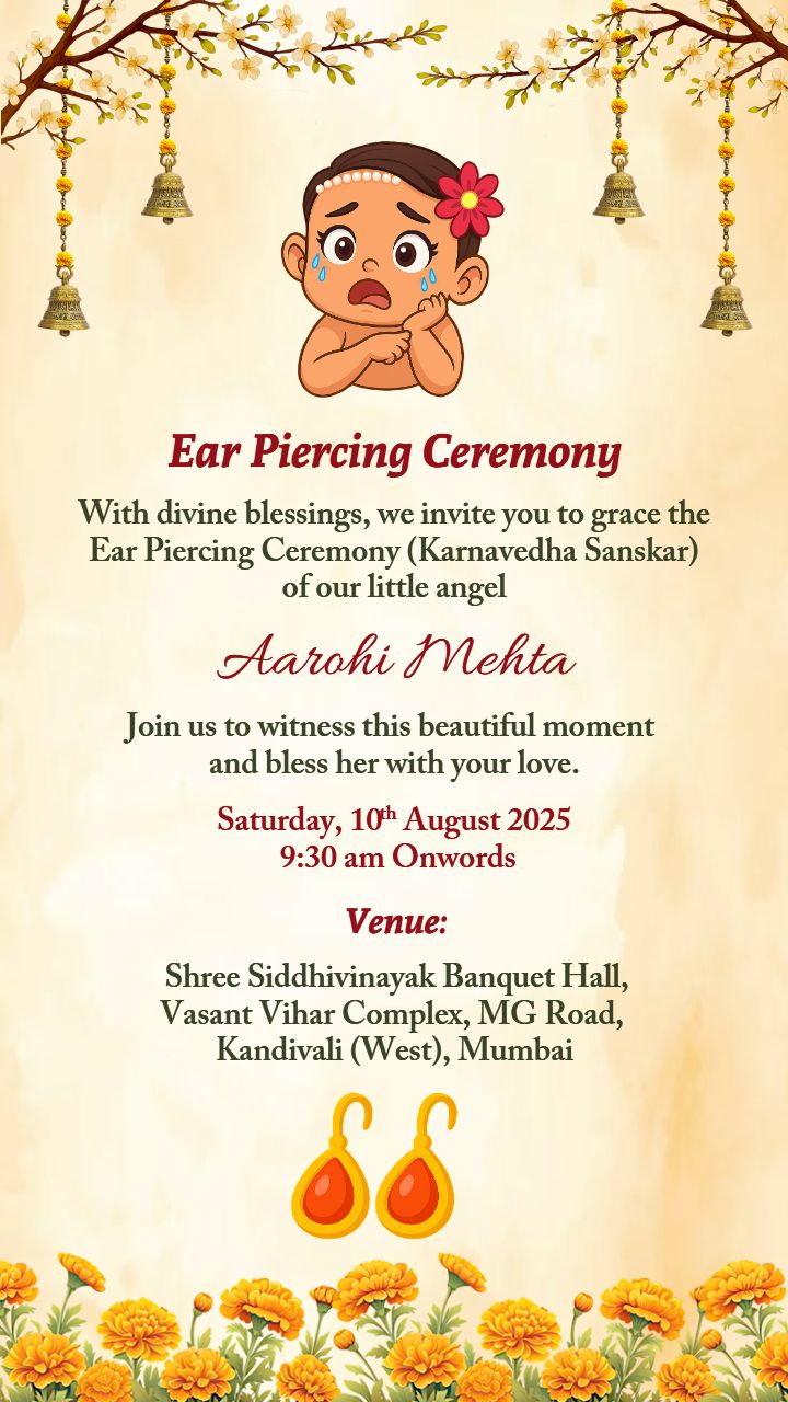 Ear Piercing Ceremony Invitation Cards