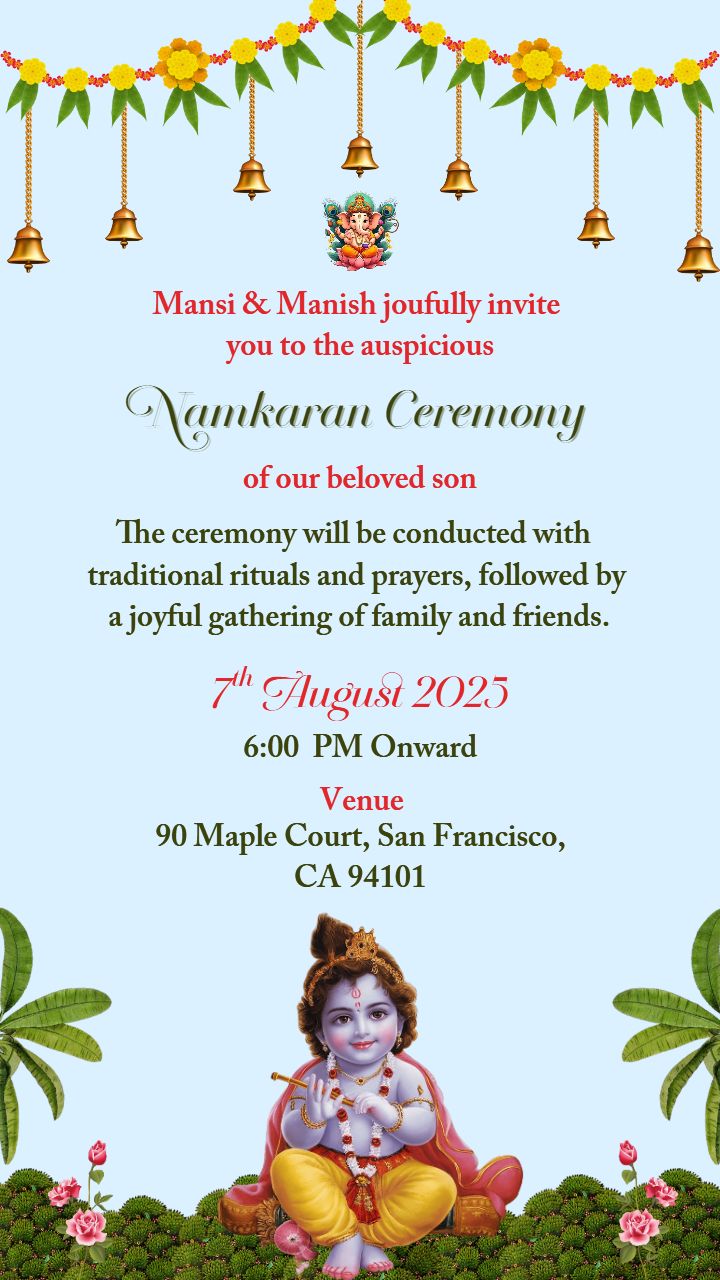 Create Namkaran Invitation Card Online Free | Download Now