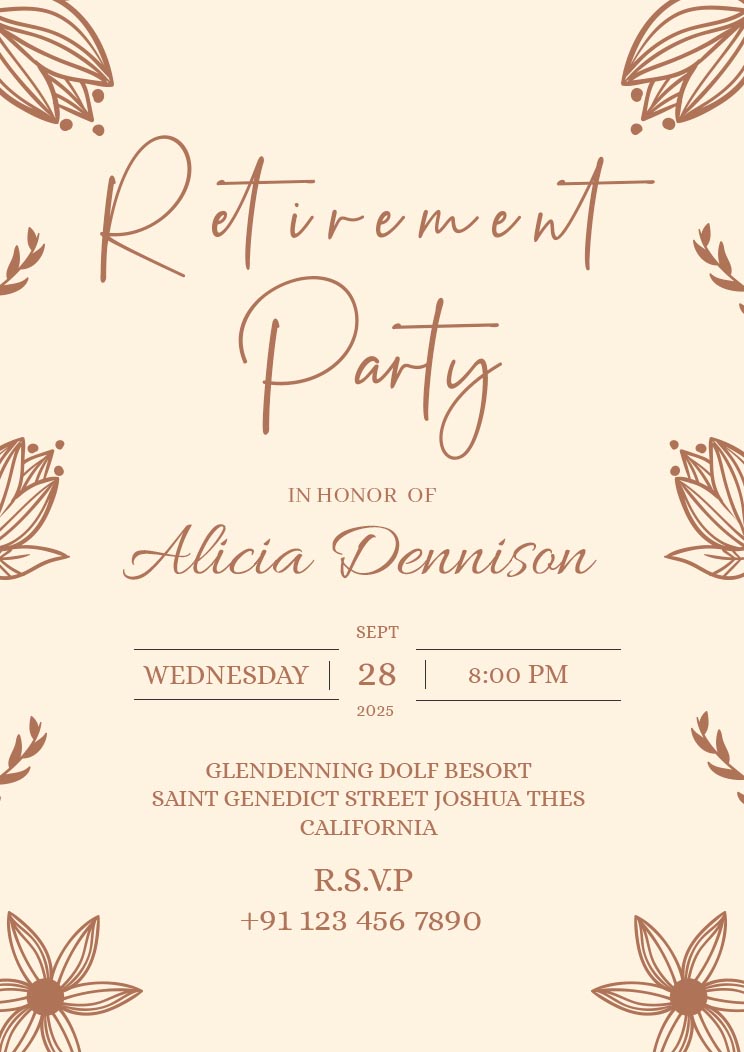 Retirement Party Invitation Card – Editable Designs Online