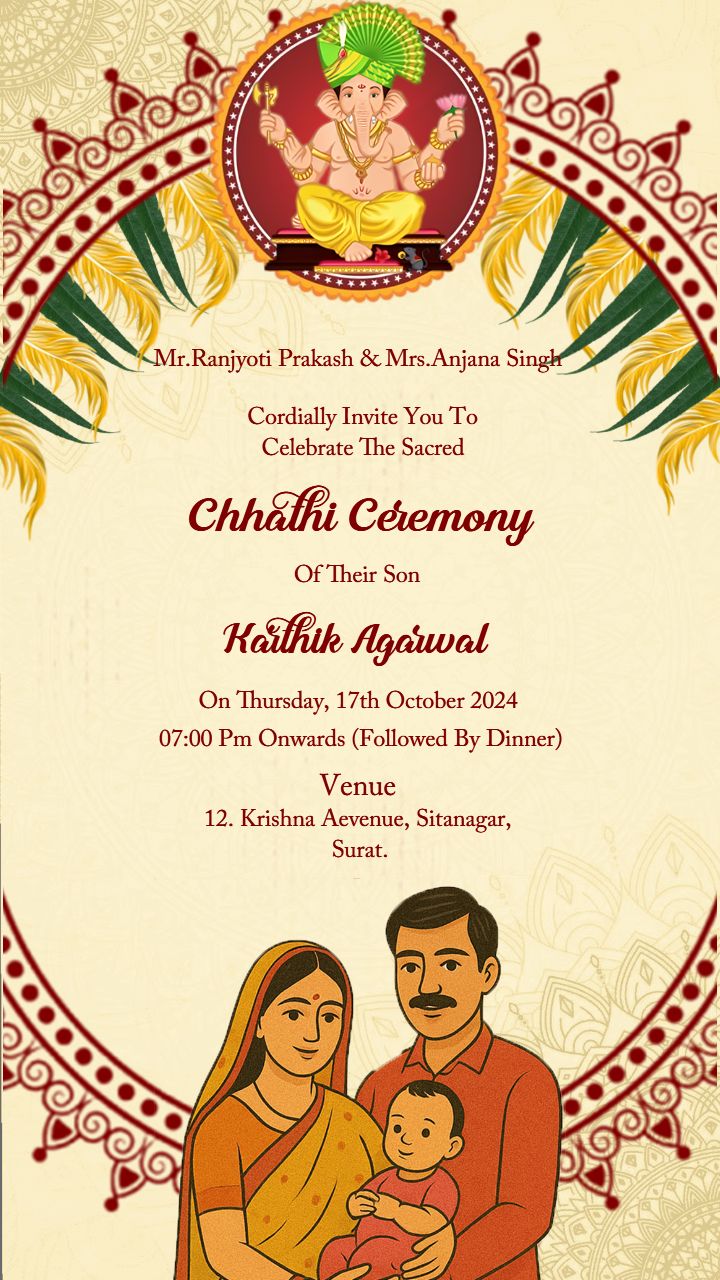 Chhathi Invitation Card Template | Online Free Download