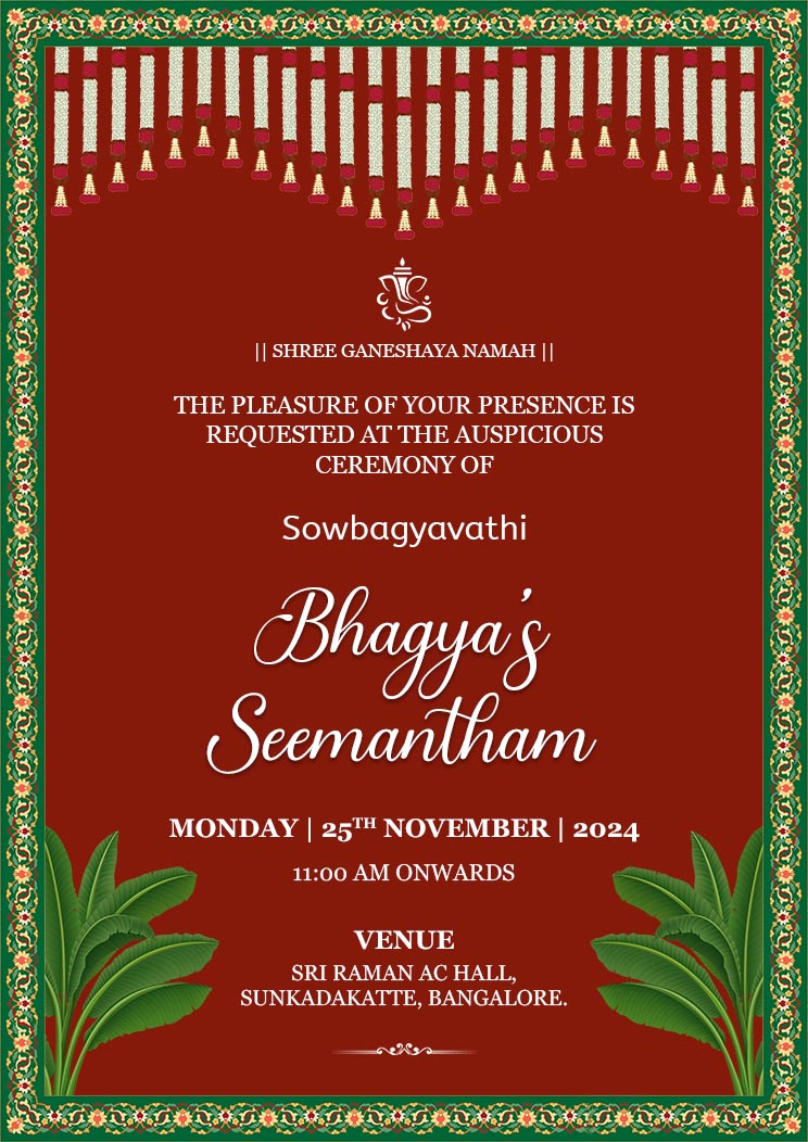 Seemantham Invitation Cards ( Dohale Jevan )
