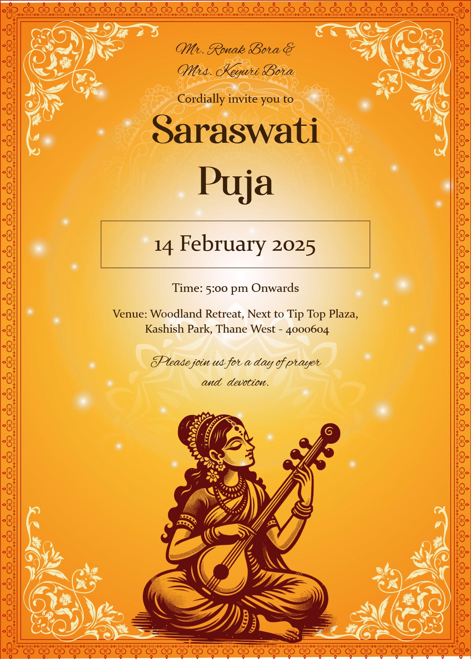 Beautiful Pooja Invitation Card Templates