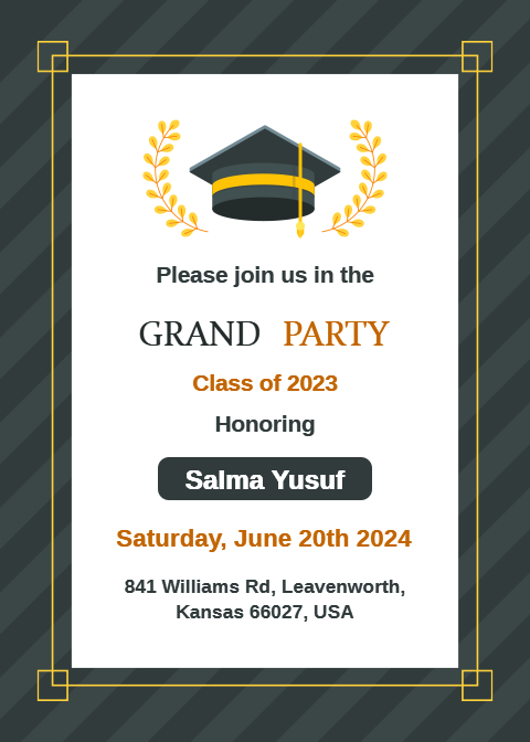 Frame of Grand Party Invitation Card in English