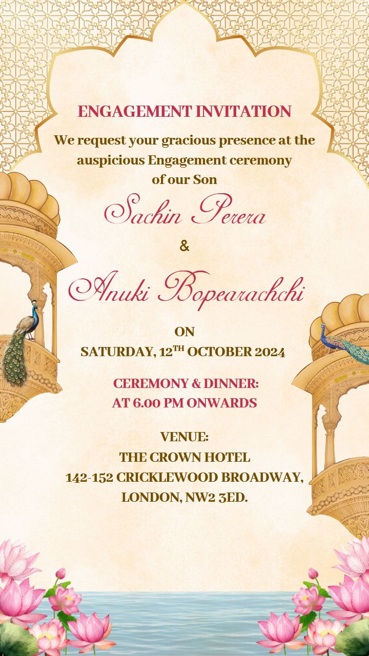 Engagement Invitation Card with Editable Template