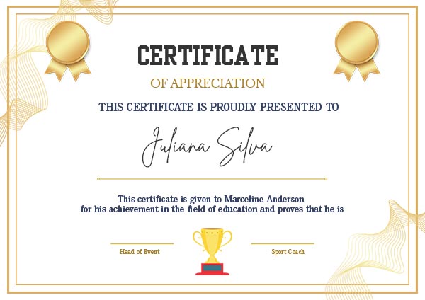Online Editable Certificates For Sports Templates