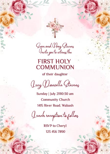 Free First Communion Invitation Templates Edits Your's
