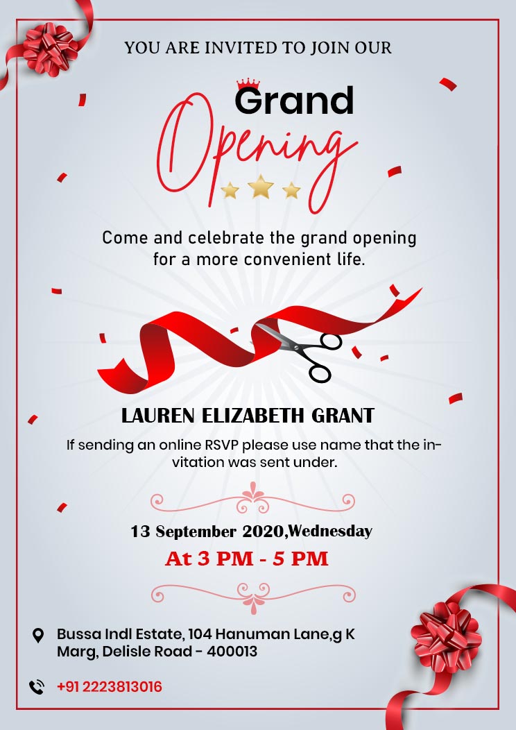 Grand Opening Invitation Card Design Free Download