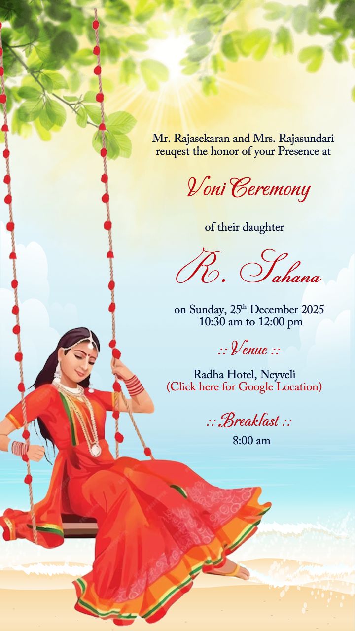 Half Saree Function Invitation Card Free HD Download Now