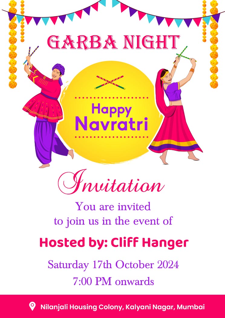 Download Free Navratri Invitation Card