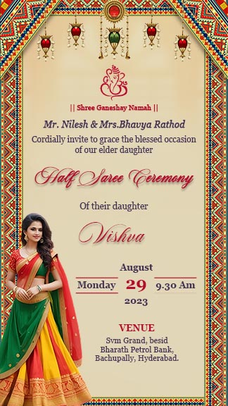 2.9K+ Free Half Saree Function Invitation Templates
