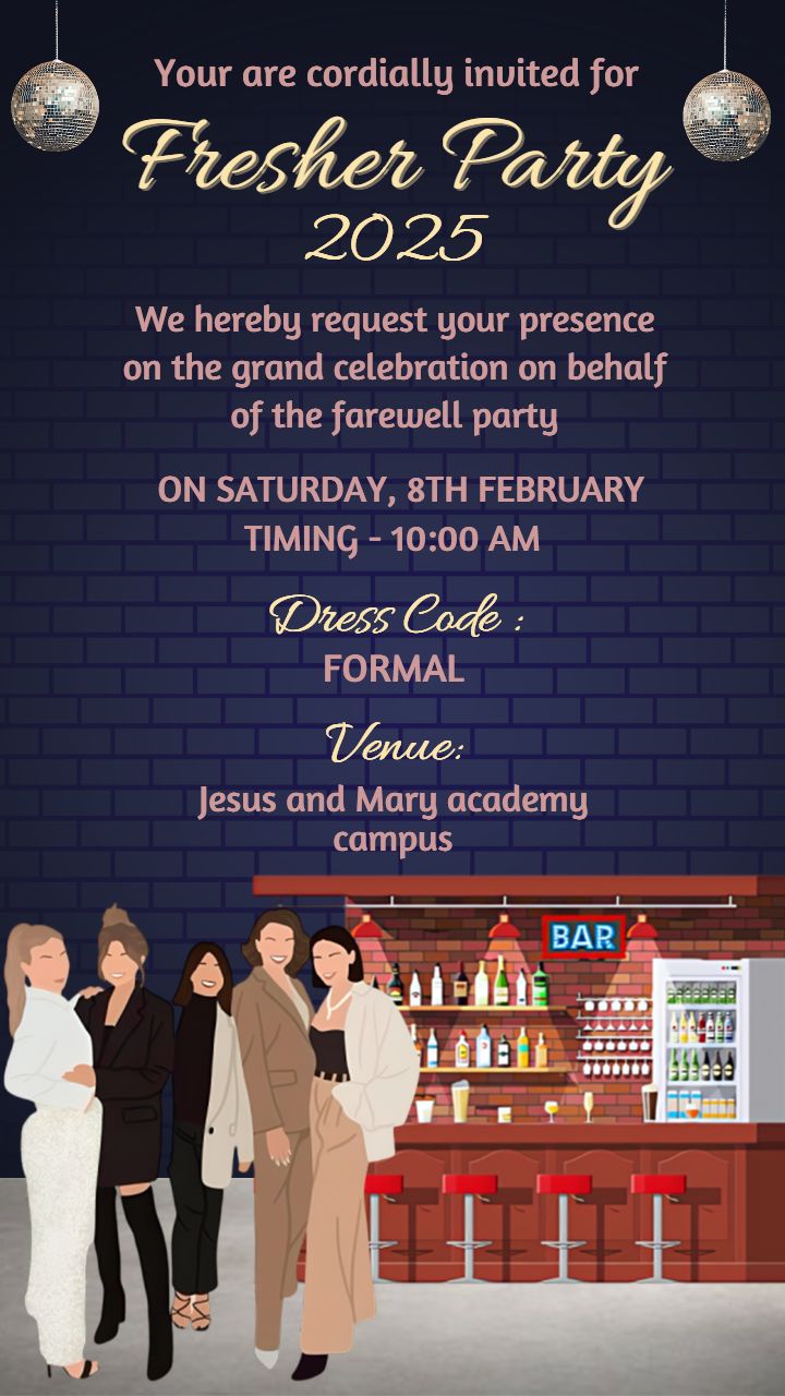 Freshers Party Invitation Card | Create Online for Free
