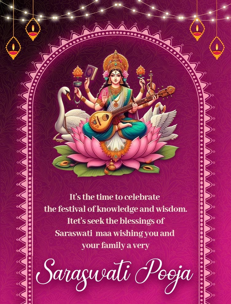 Saraswati Puja Marathi Poster Design For Celebration