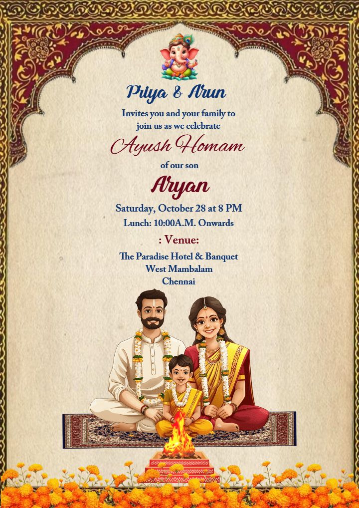 Ayush Homam Invitation Template Free Download