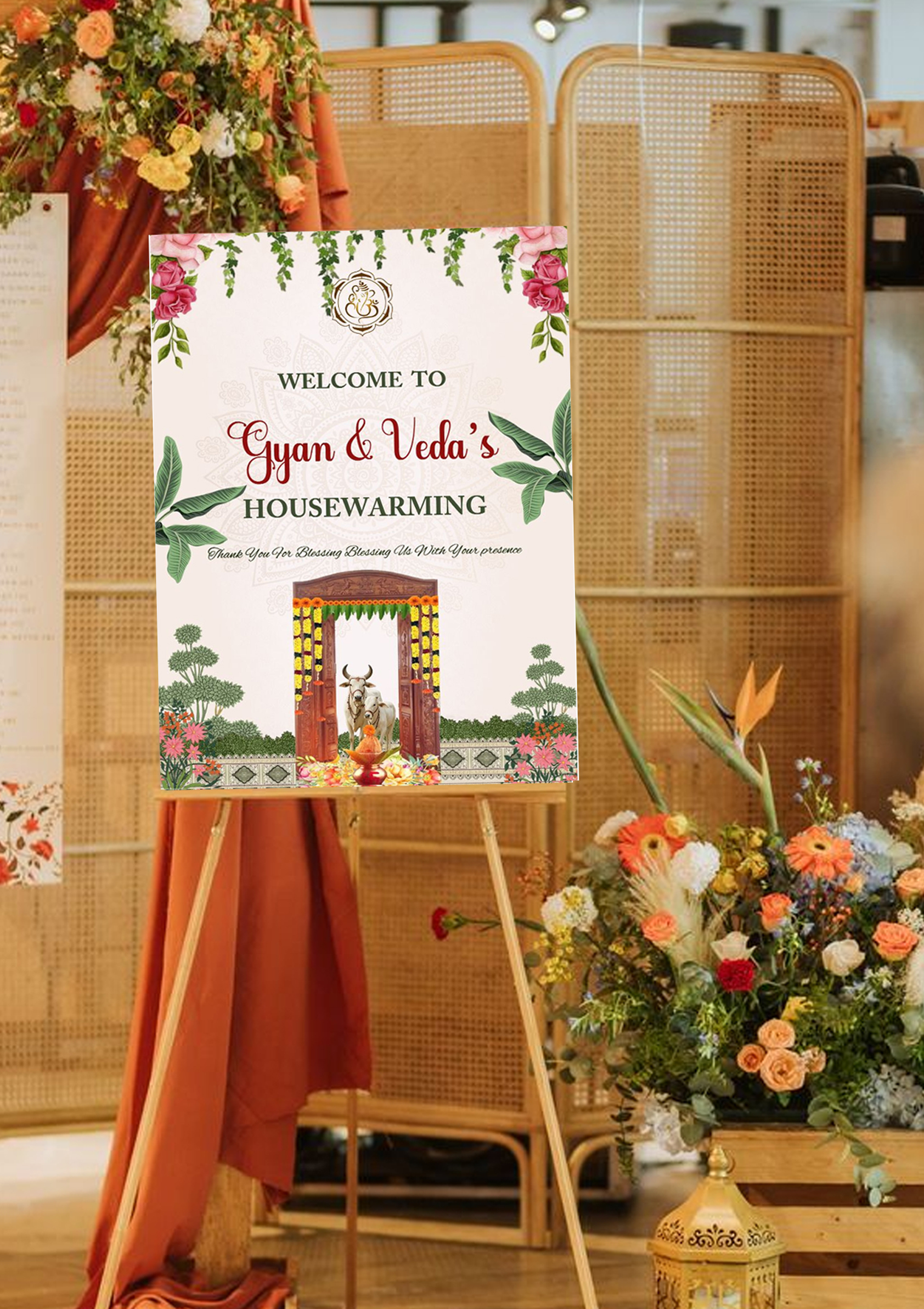 Traditional Indian Home Entry Welcome Board