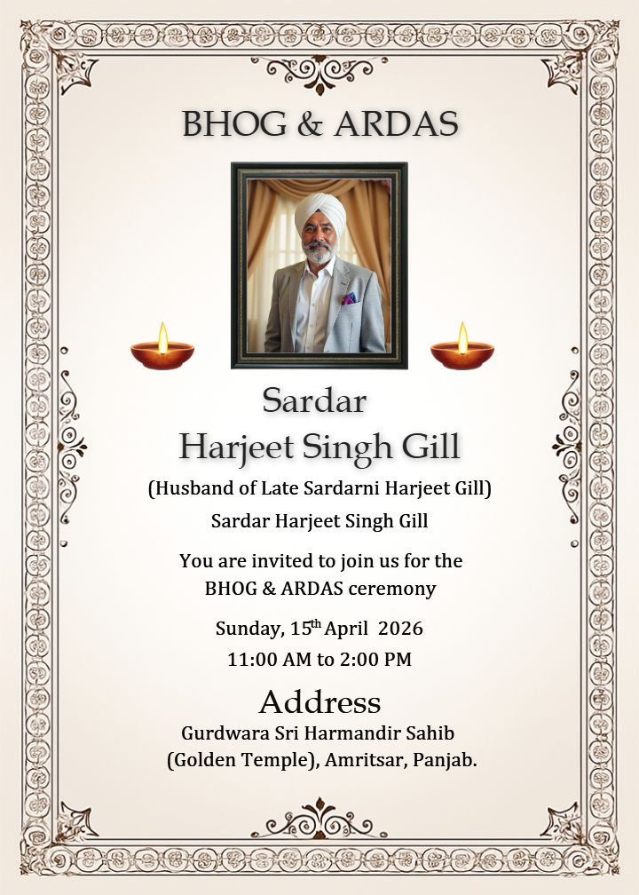 Design Bhog Antim Ardas Card – Free Online