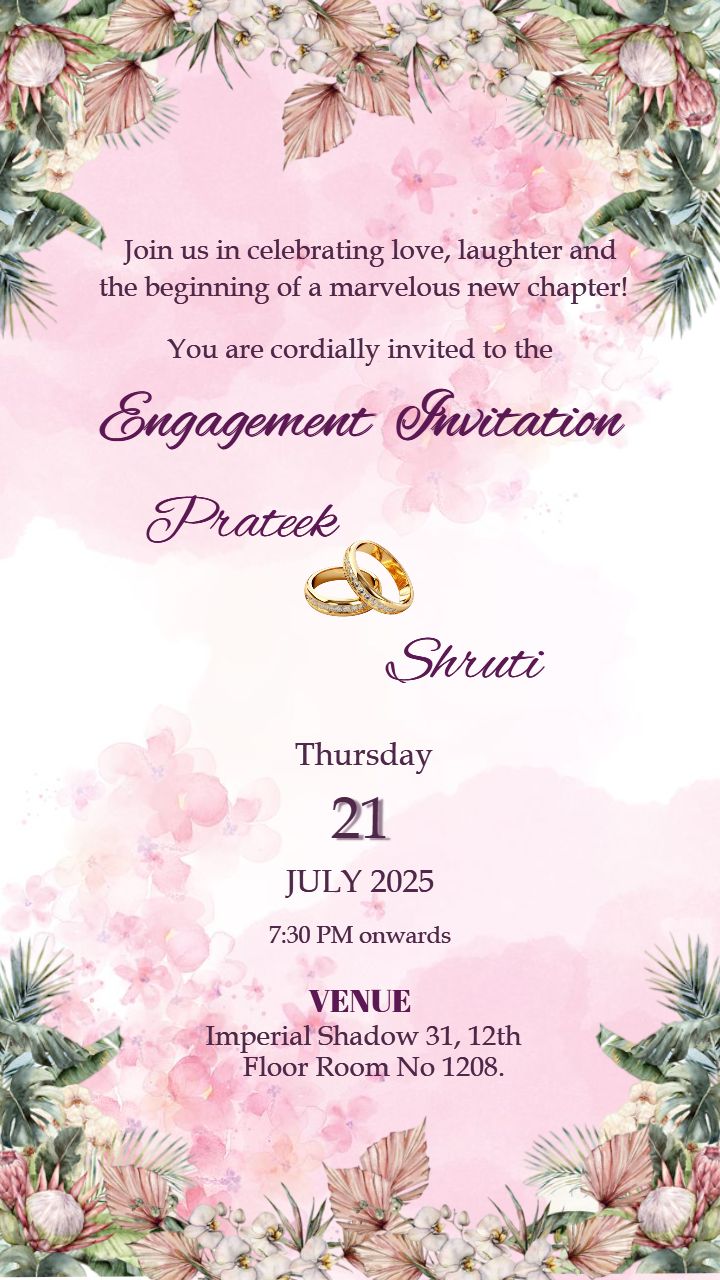 Engagement Invitation Card with Editable Template